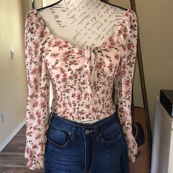No Frills | Tops | No Frills Smocked Crop Top Blouse | Poshmark